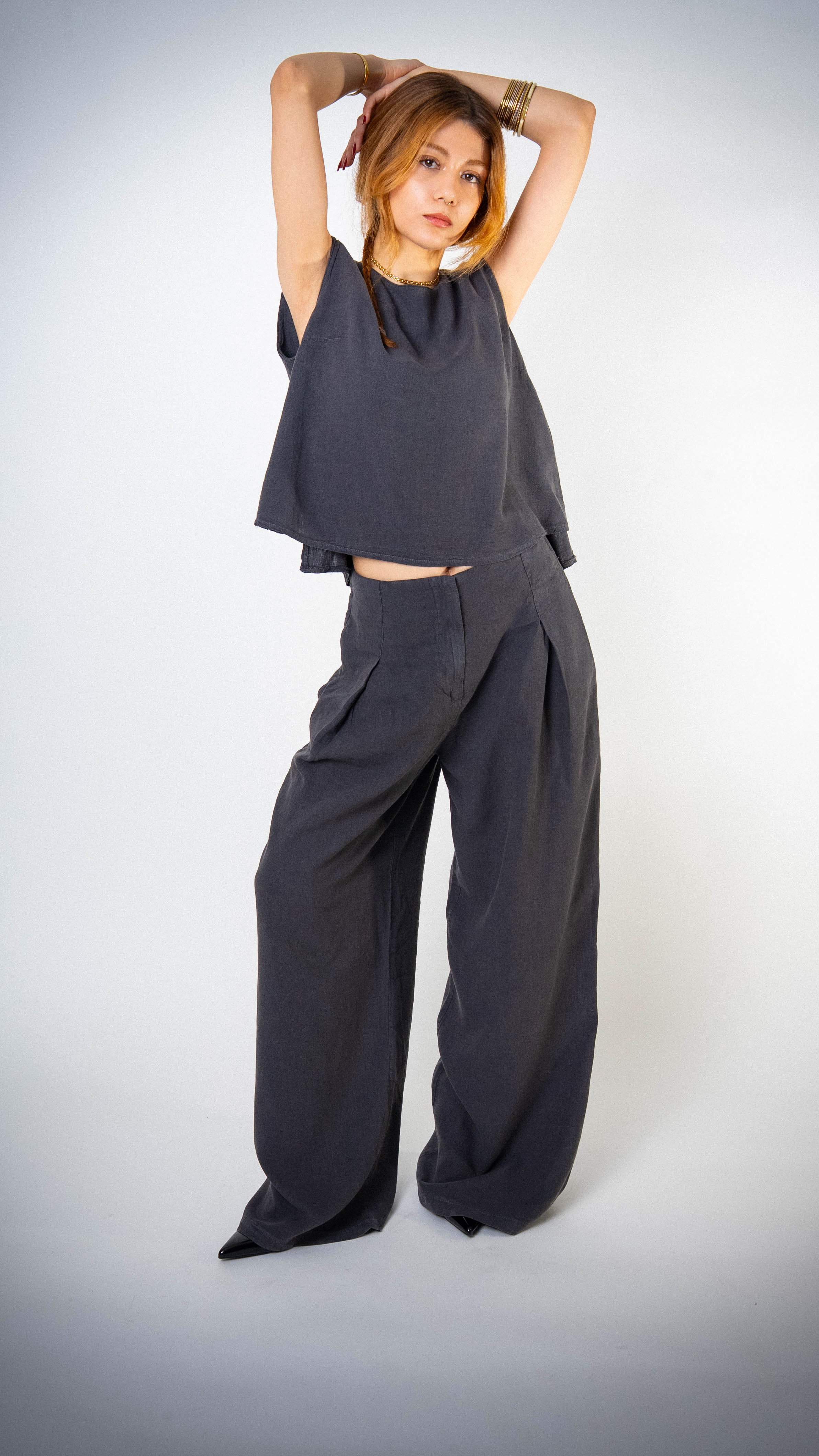 KETEN DÖKÜMLÜ BLUZ PANTOLON TAKIM – selase